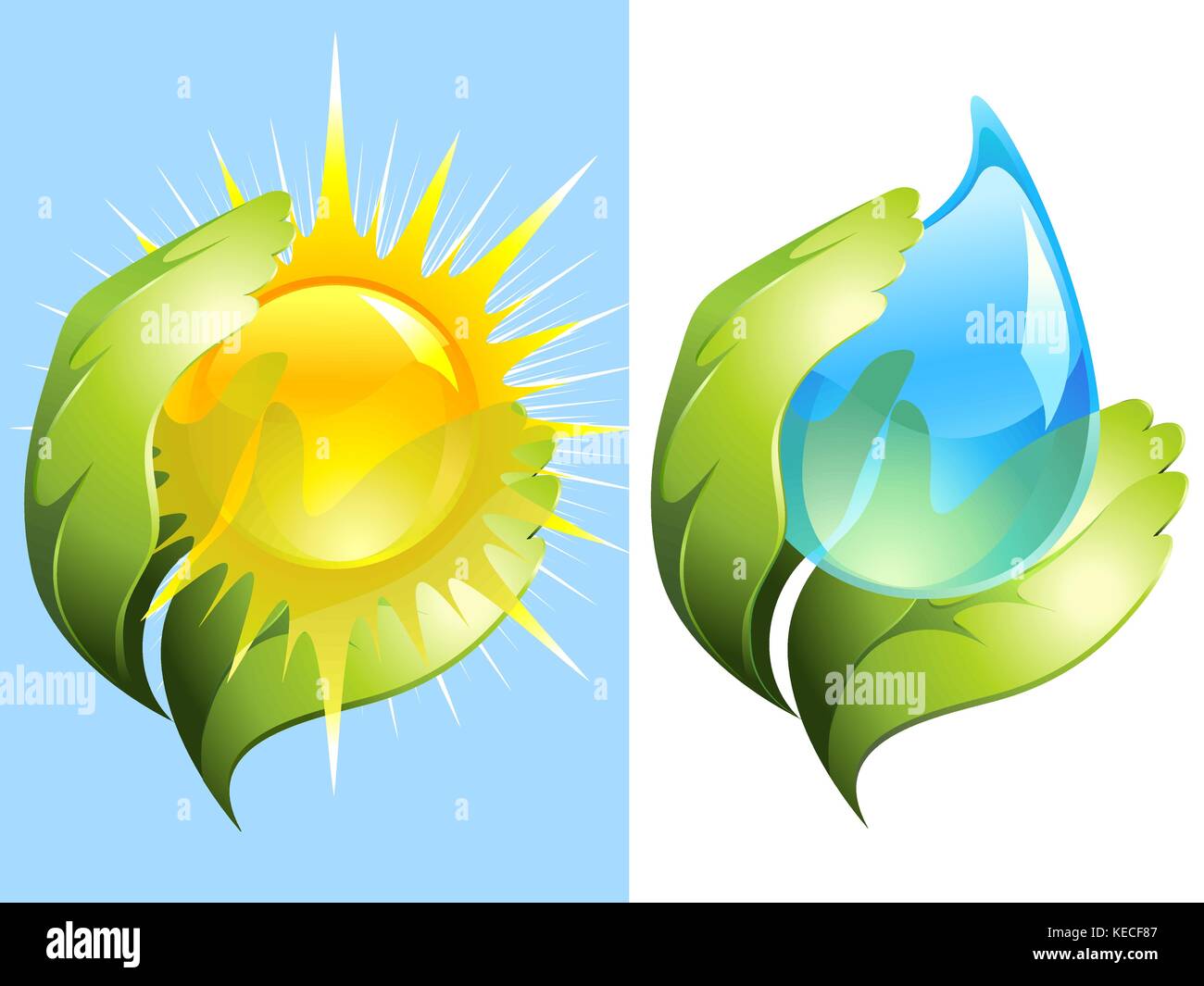 Hand and green leaf Stock Vector Images - Alamy