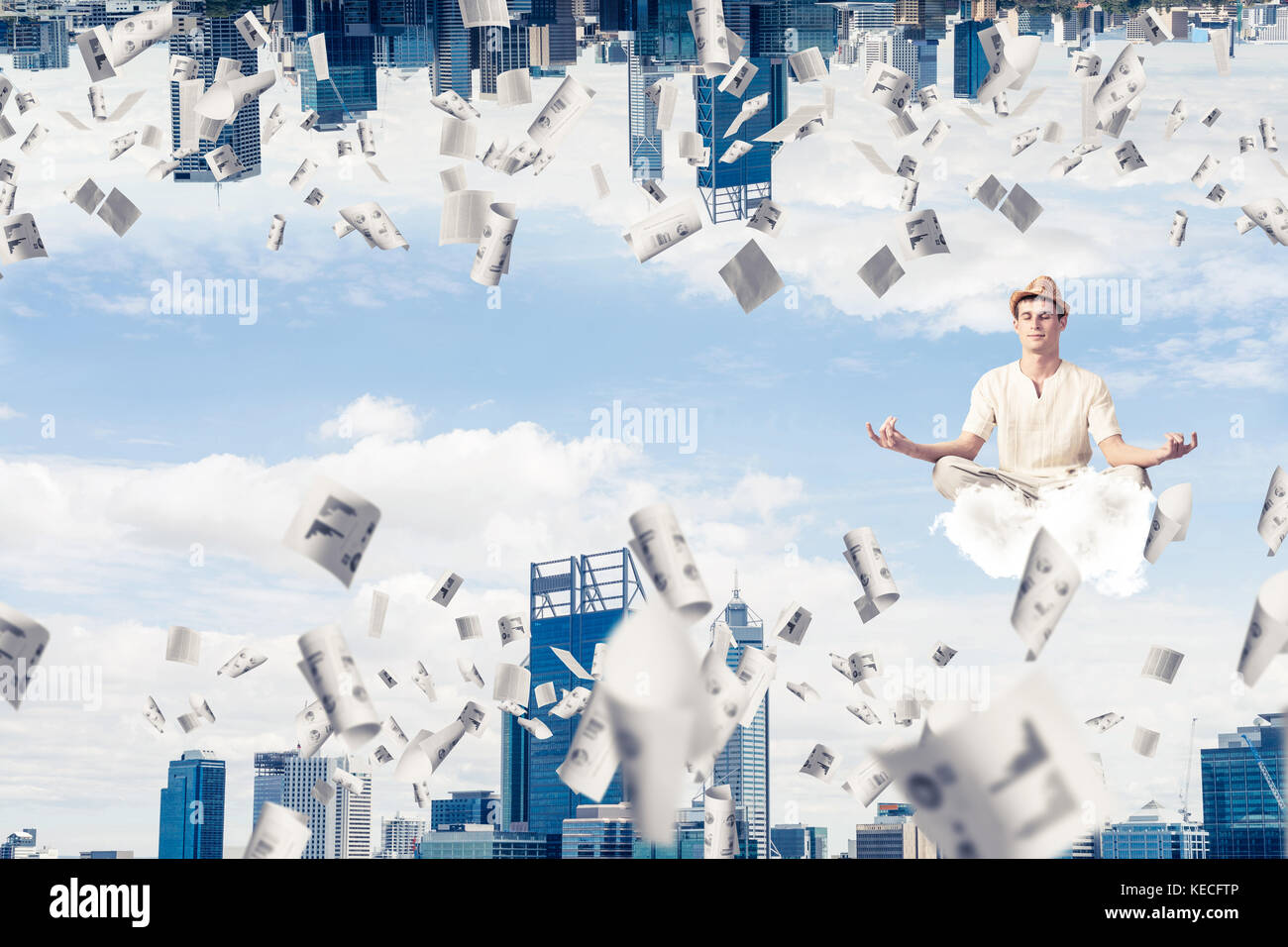 Young man keeping mind conscious Stock Photo - Alamy