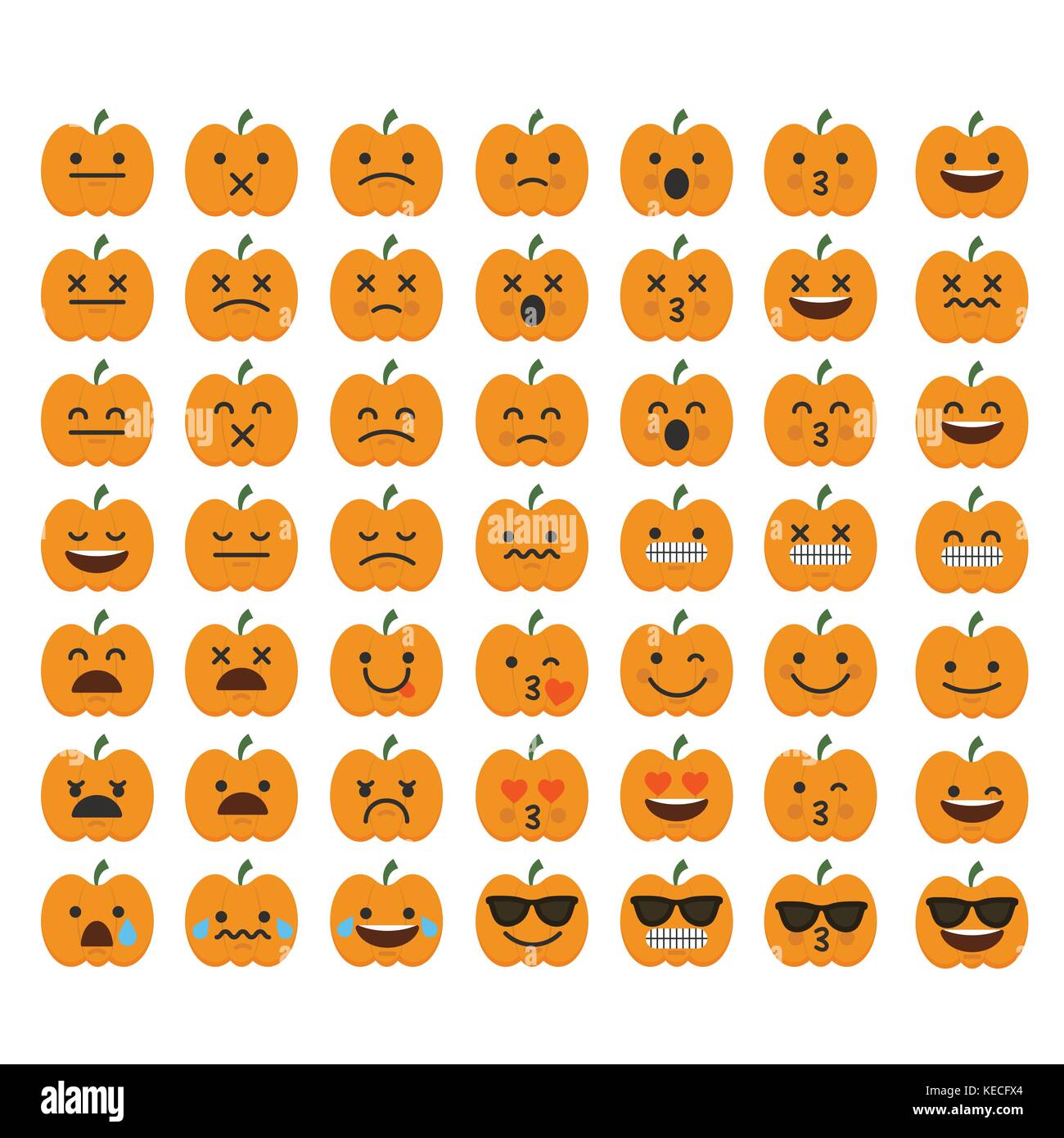 Set of emoji halloween pumpkin emoticon character faces Stock Vector ...