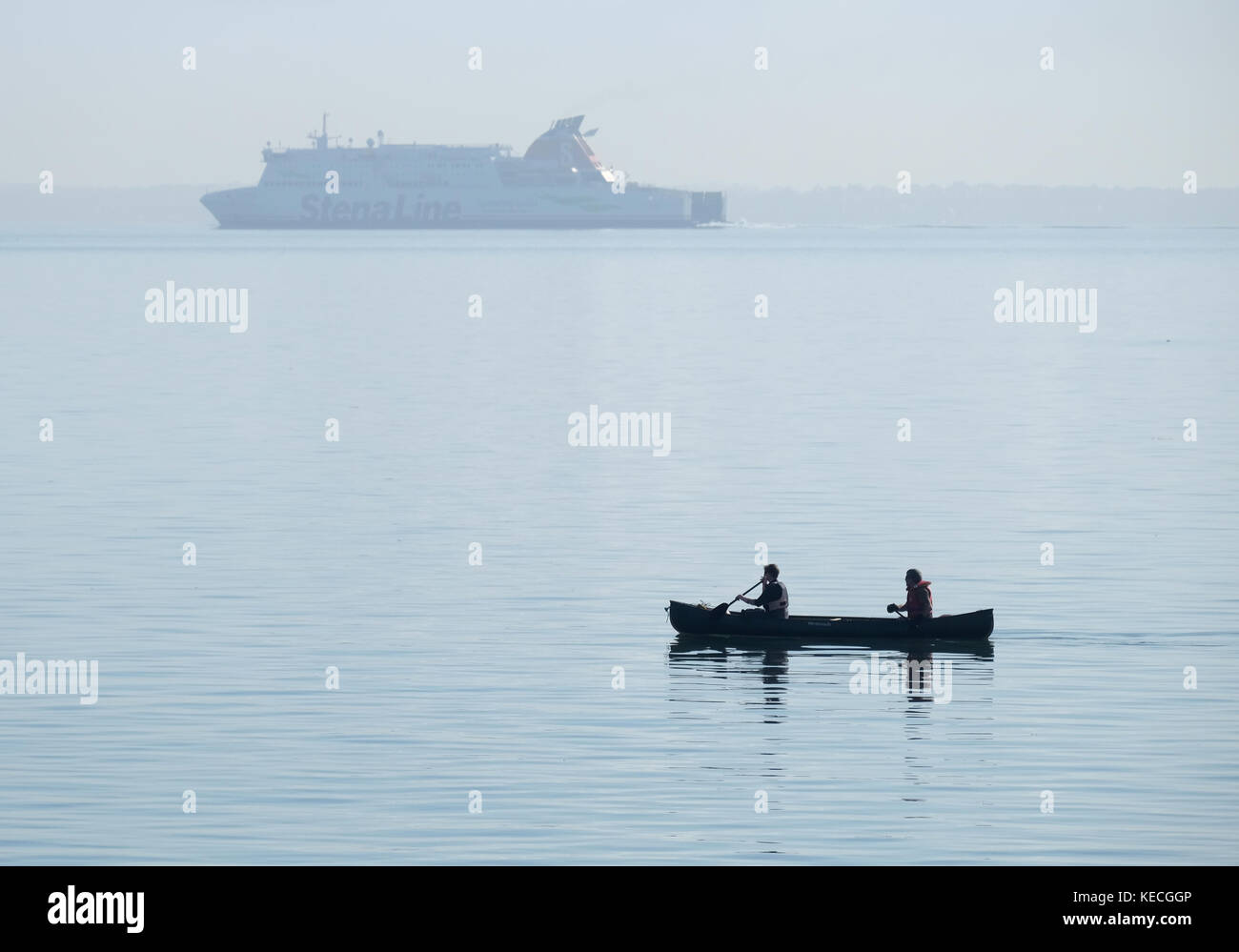 Canoe & Cairnryan ferry, Belfast Lough, Carrickfergus Stock Photo - Alamy