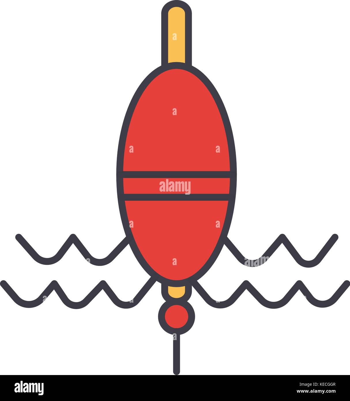 Float fishing flat line illustration, concept vector isolated icon ...
