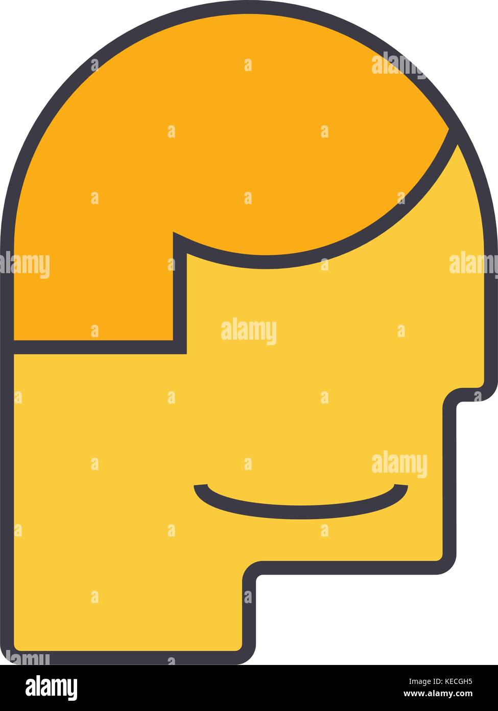 Male head flat line illustration, concept vector isolated icon Stock ...