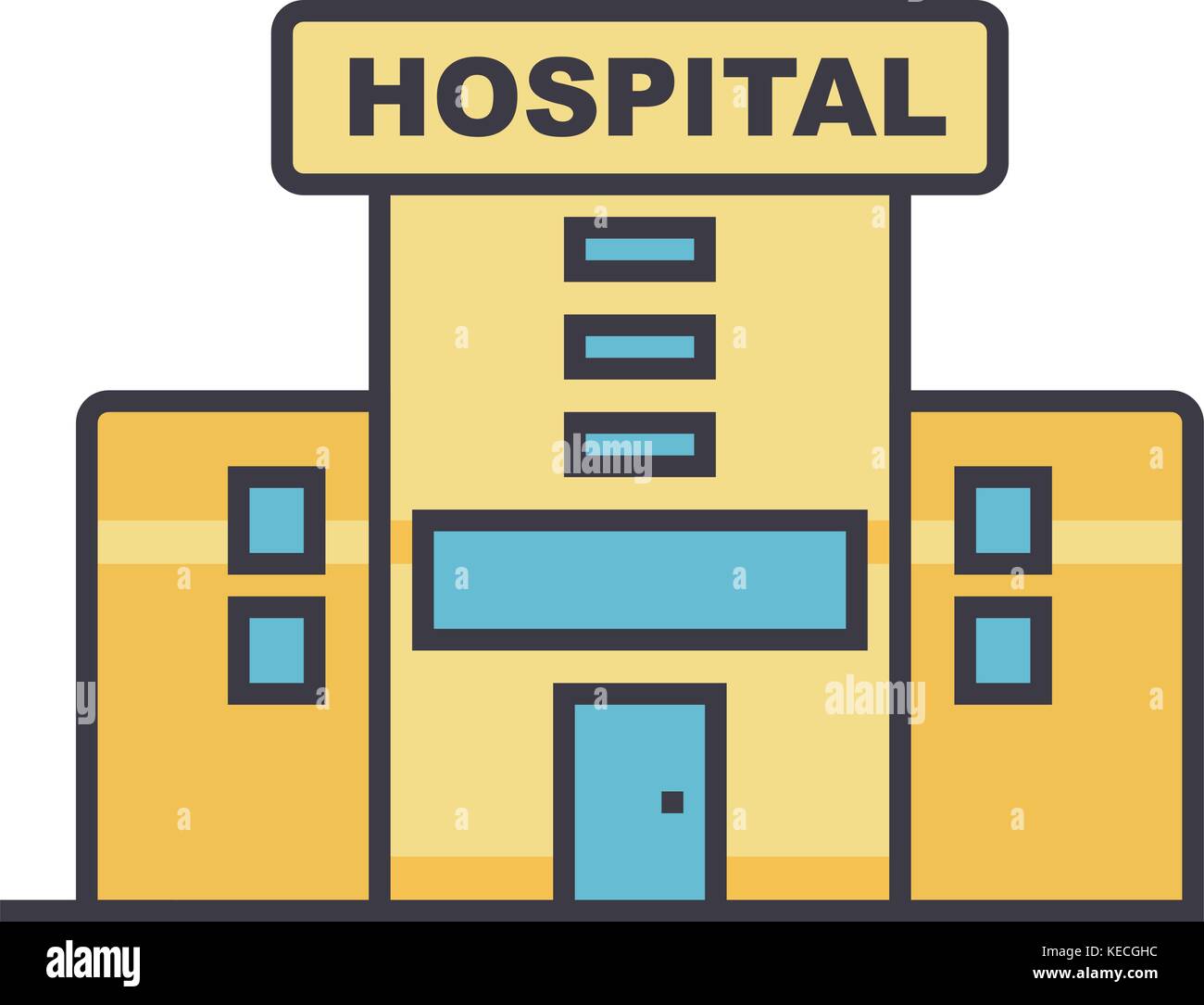 Hospital flat line illustration, concept vector isolated icon Stock ...