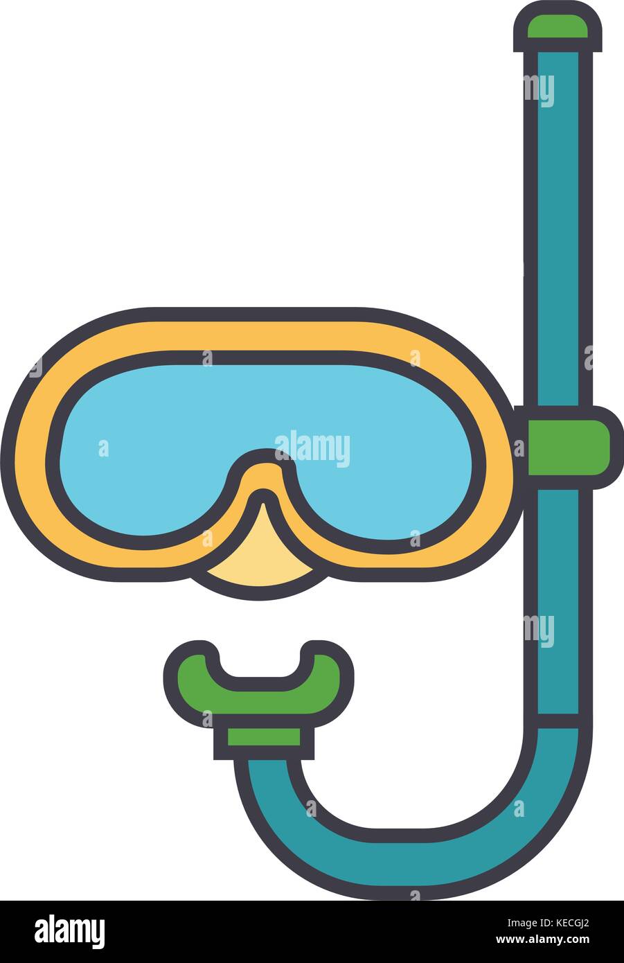 Diving mask flat line illustration, concept vector isolated icon Stock ...