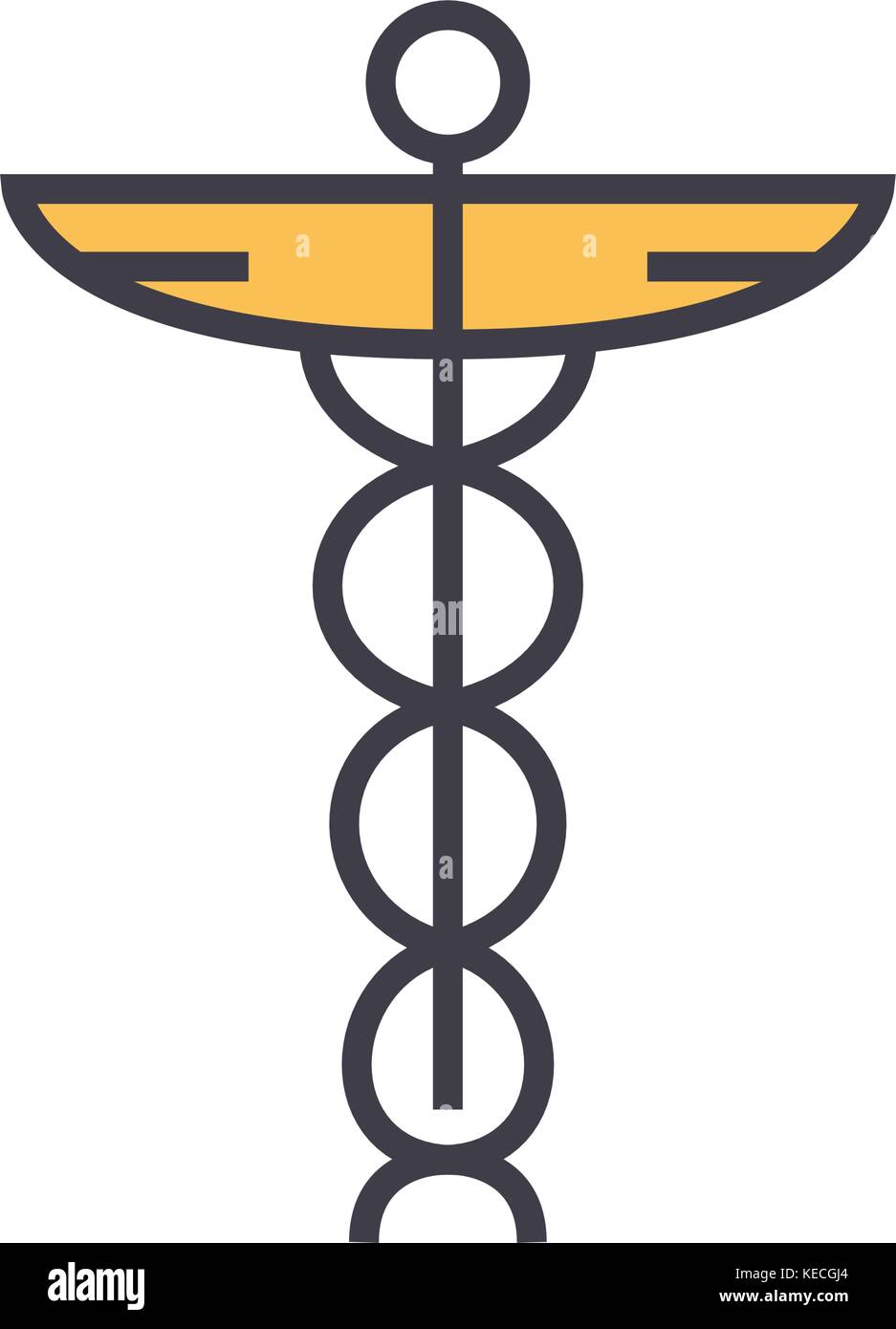 Medicine sign flat line illustration, concept vector isolated icon ...