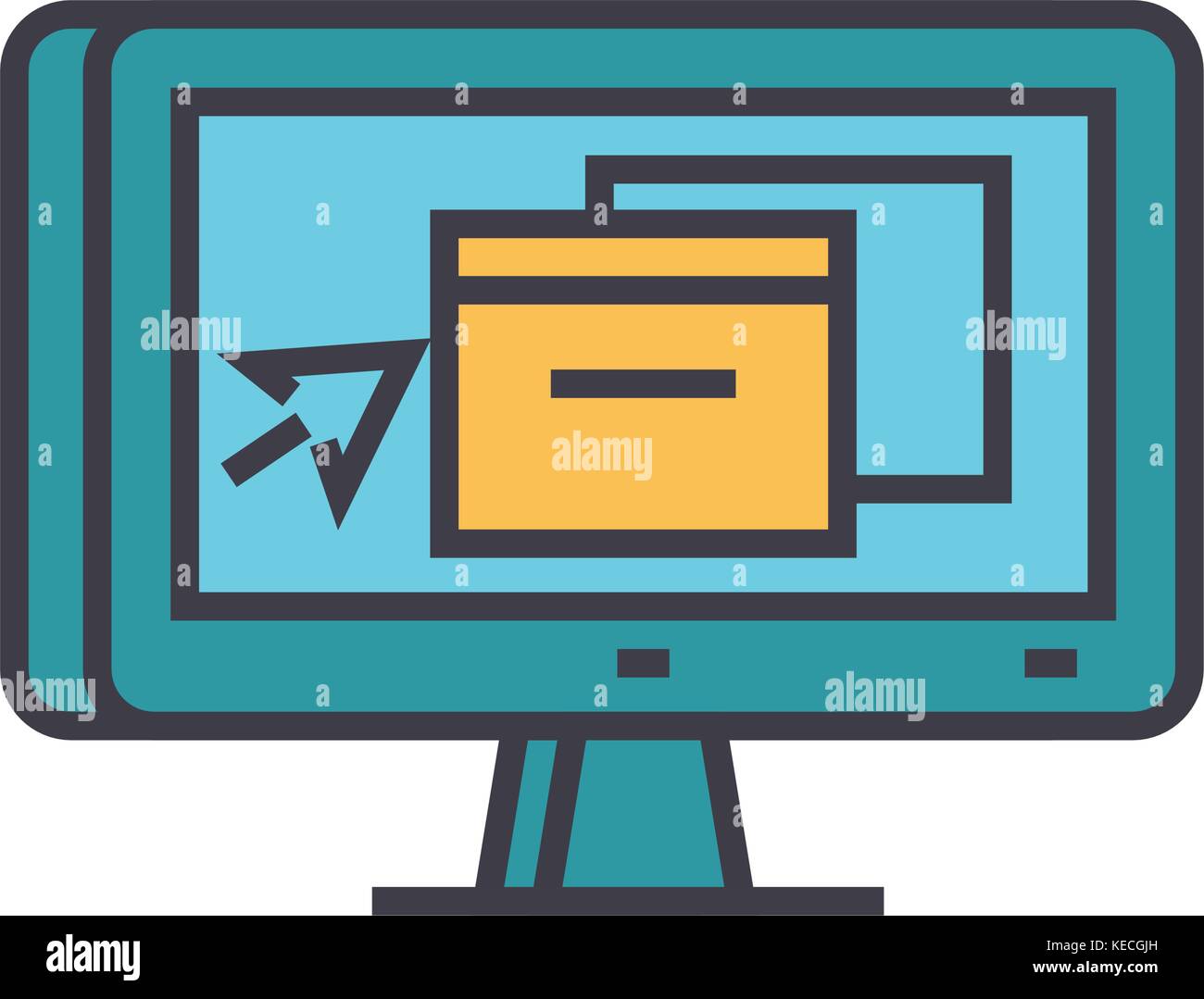 Monitor, application design flat line illustration, concept vector ...