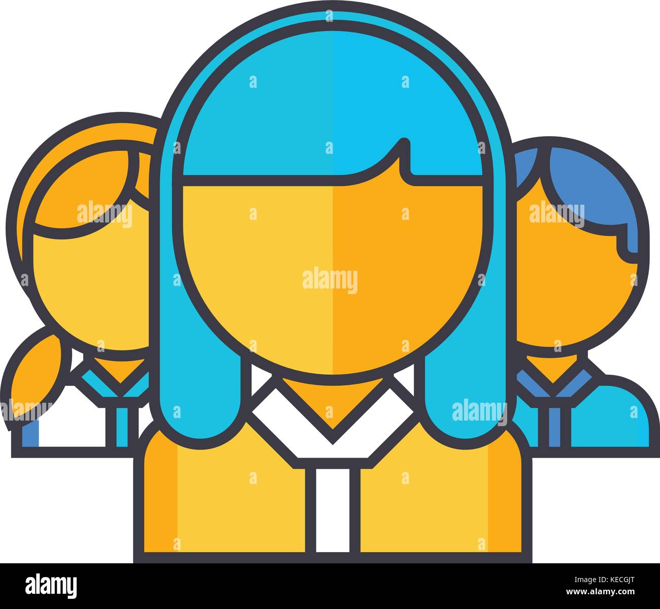 Networking woman or man flat line illustration, concept vector isolated ...