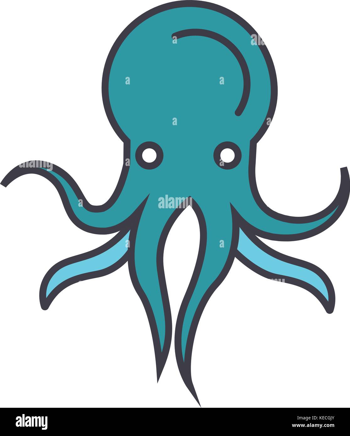 Octopus flat line illustration, concept vector isolated icon Stock ...