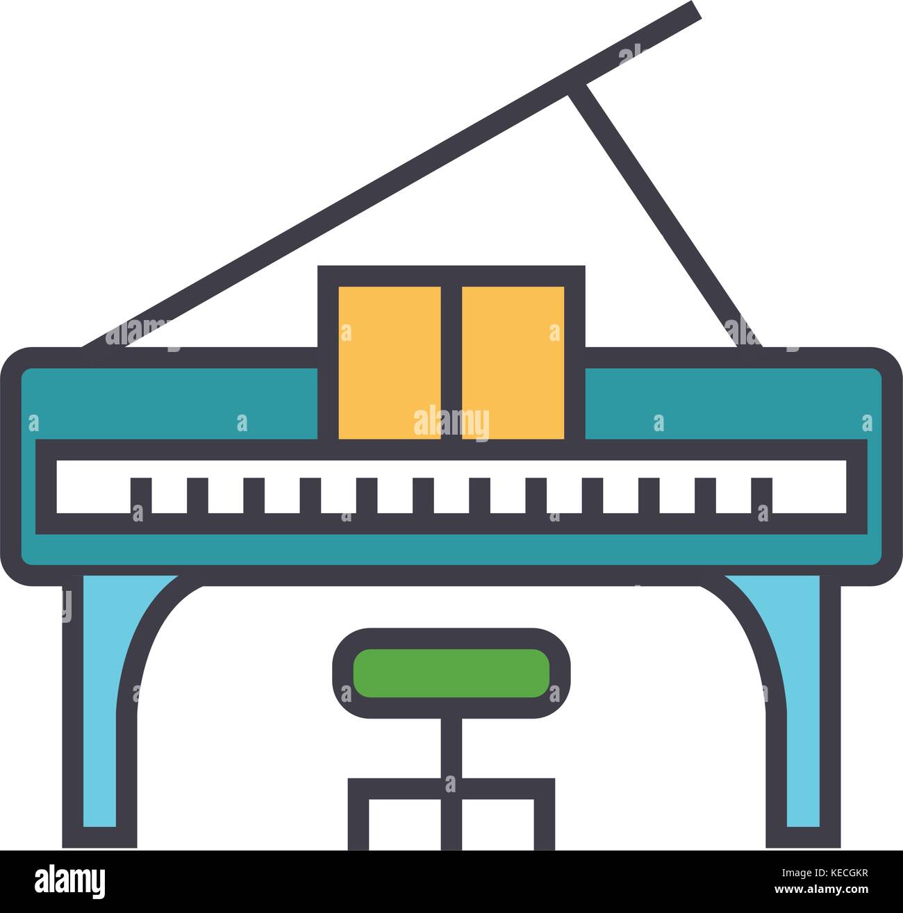 Piano concert flat line illustration, concept vector isolated icon ...