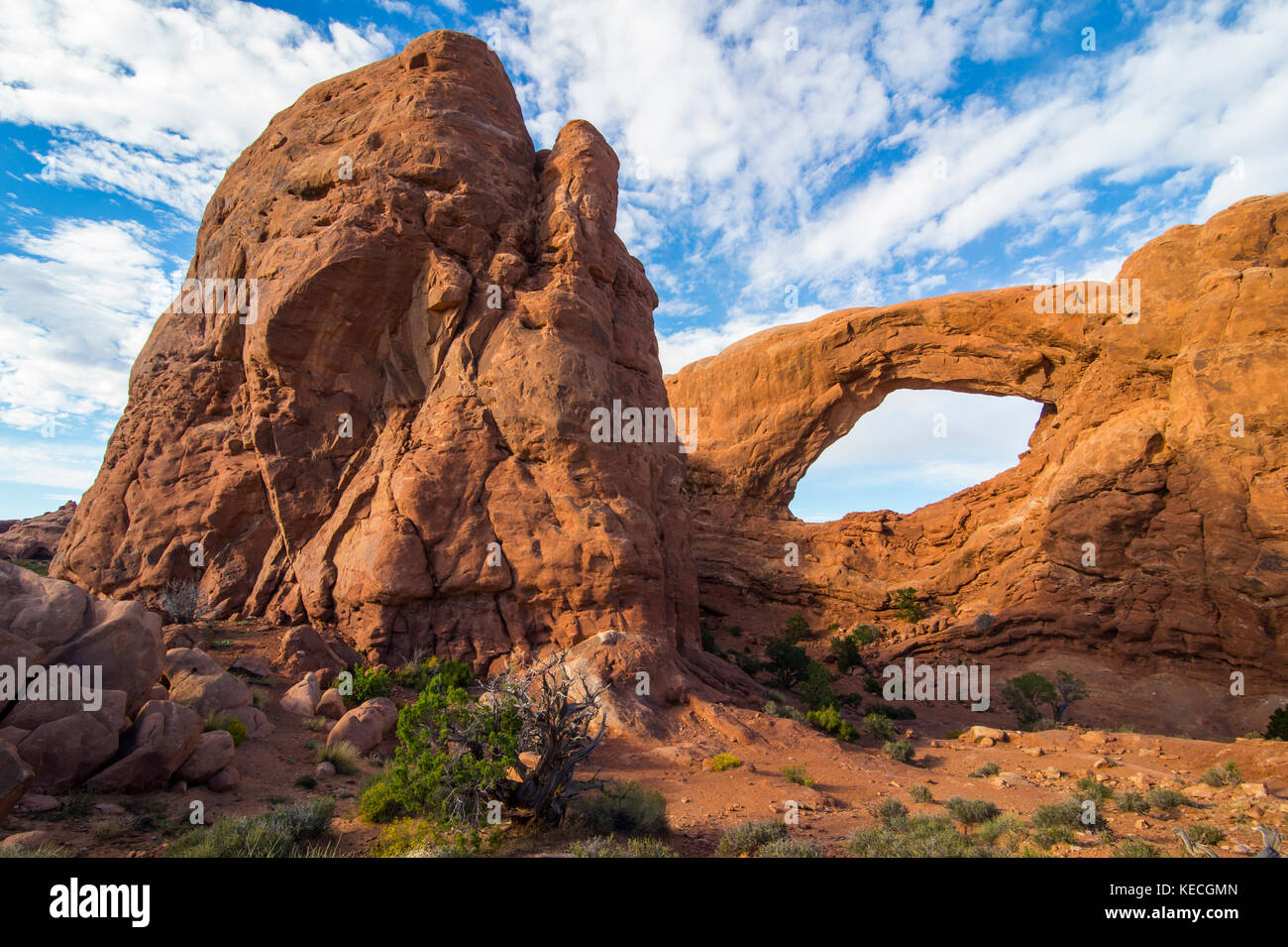South window arch in the Arches National Park, Utah, USA Stock Photo ...
