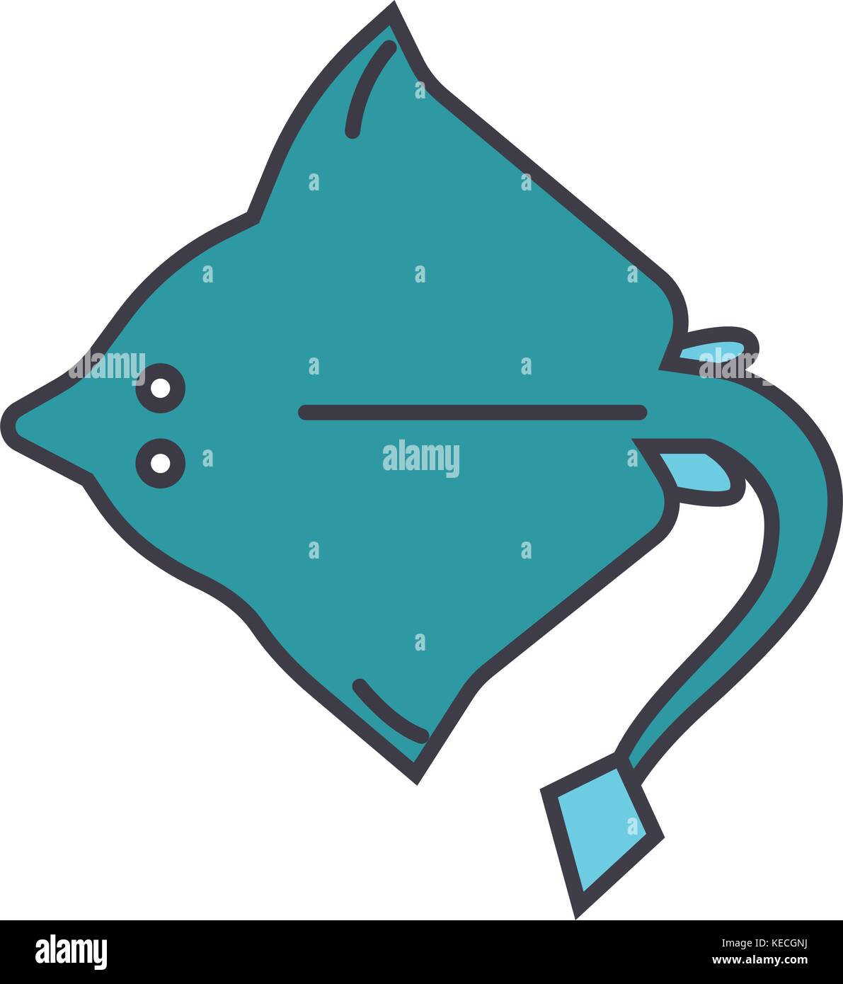 Stingray flat line illustration, concept vector isolated icon Stock ...