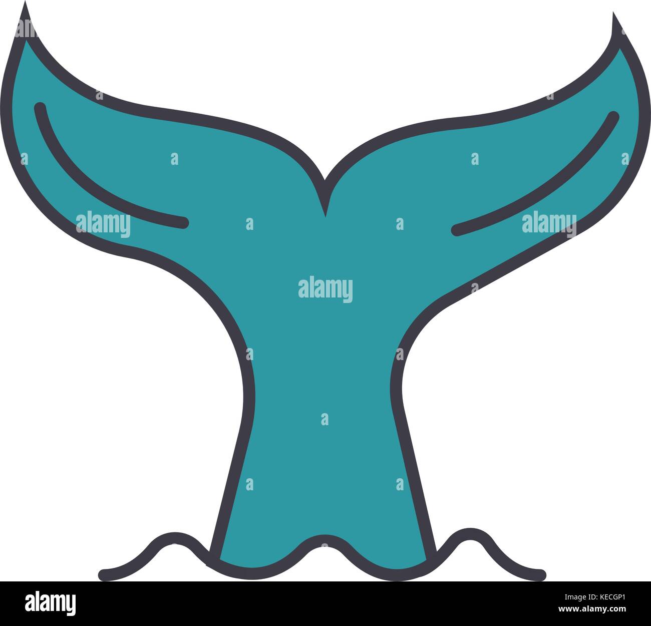 Tail of a whale flat line illustration, concept vector isolated icon ...