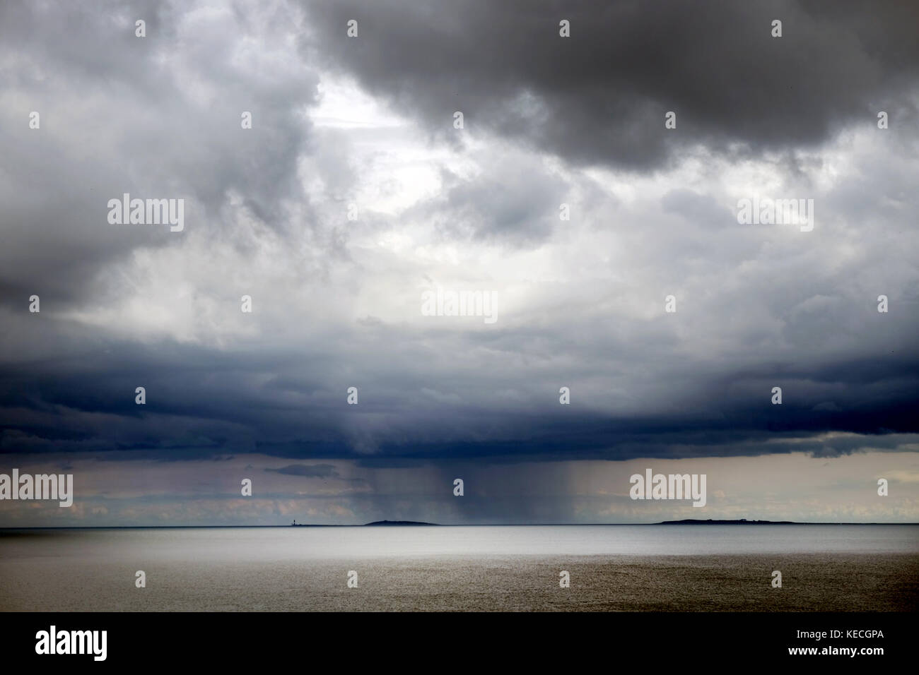 Rain falling on the Copeland Islands, Belfast Lough Stock Photo - Alamy