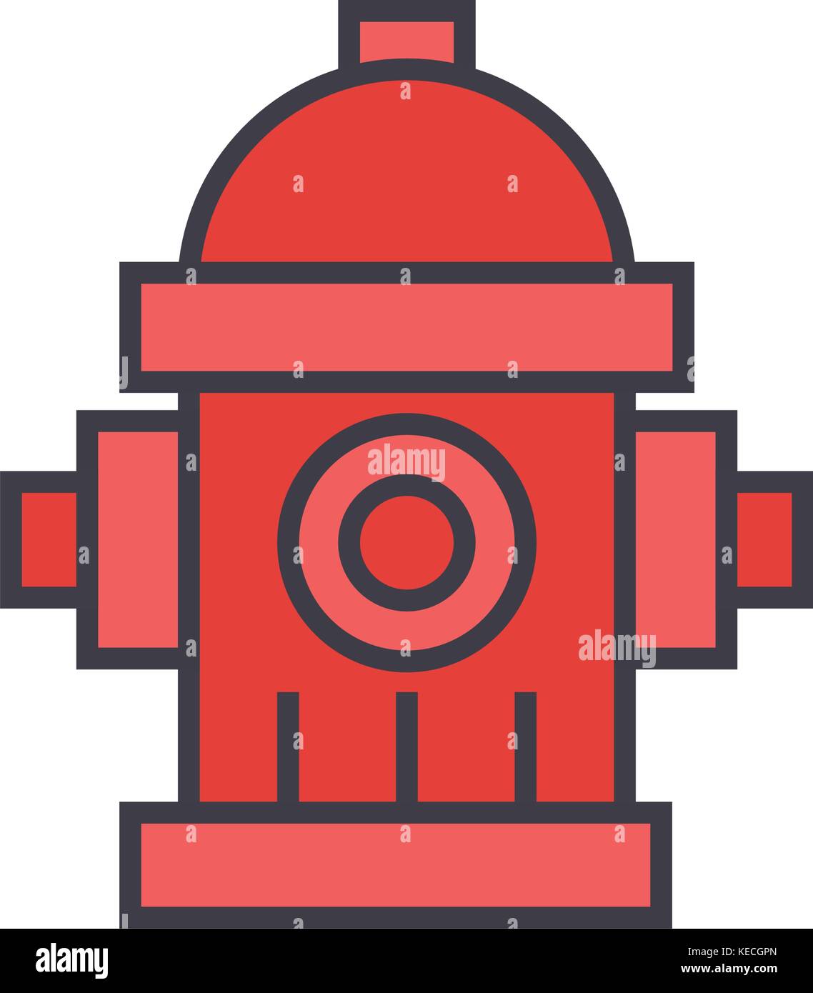 Water tower, hydrant flat line illustration, concept vector isolated ...