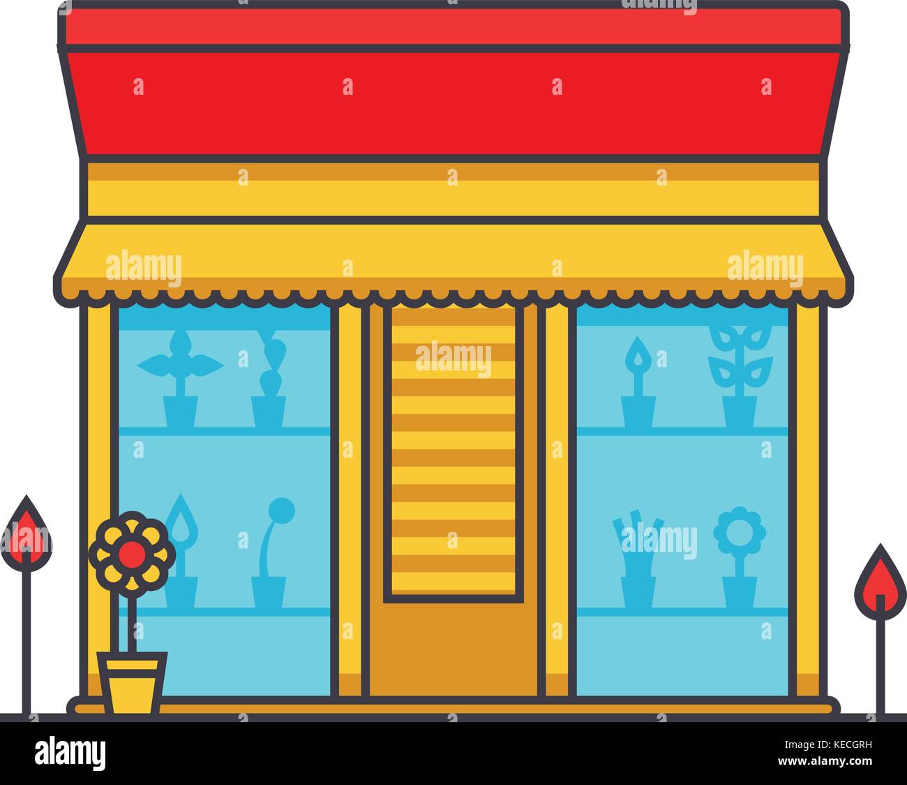 Flower shop, floral, floristy flat line illustration, concept vector ...