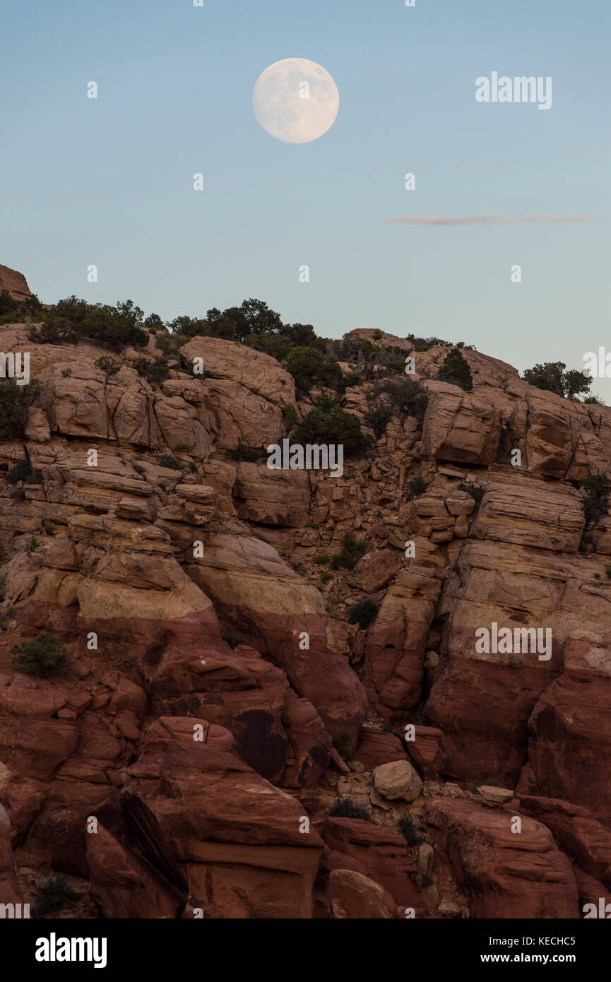 Full moon over fiery furnace a maze like passageway, Arches National ...