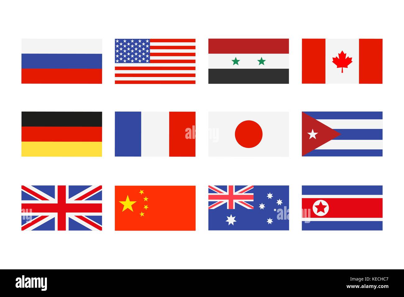 Vector illustration set of the national flags on white background Stock ...