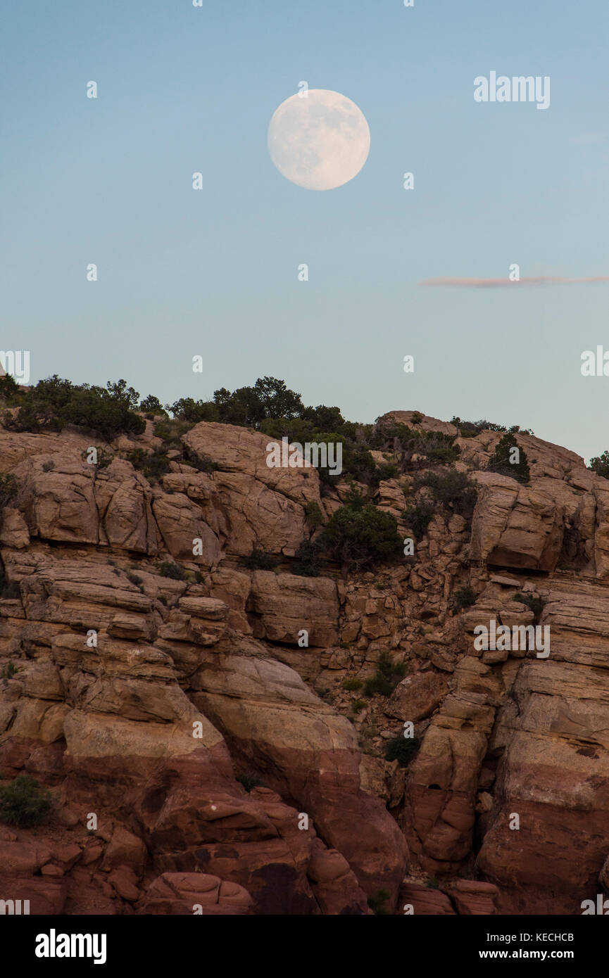Full moon over fiery furnace a maze like passageway, Arches National ...
