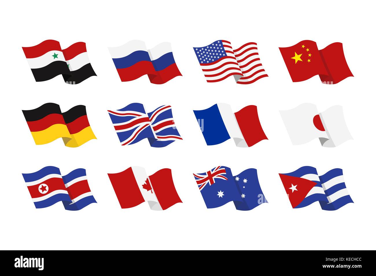 Vector illustration set of the national flags on white background Stock ...