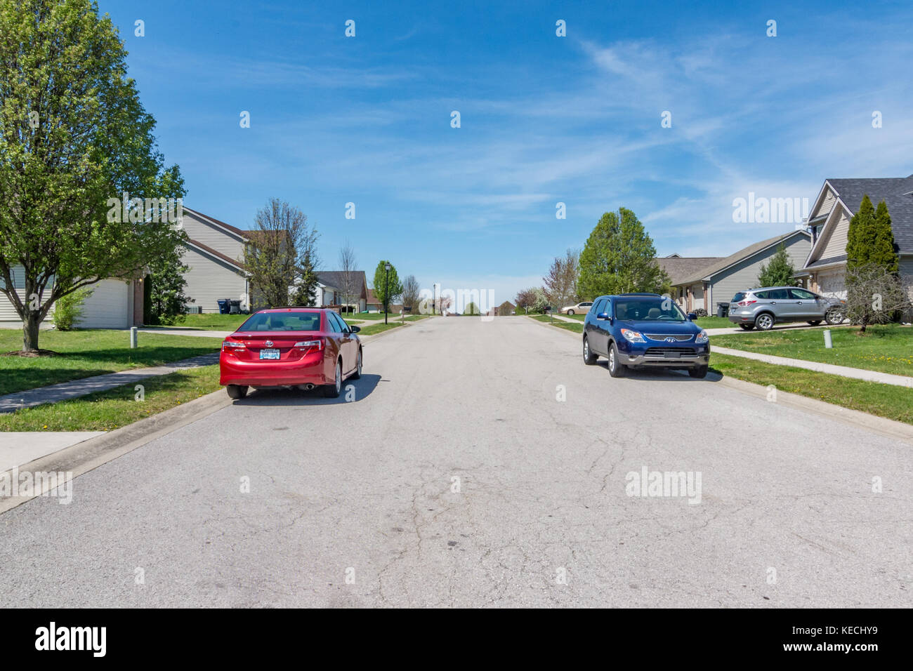 View of middle-class suburban neighborhood in Kentucky USA Stock Photo ...