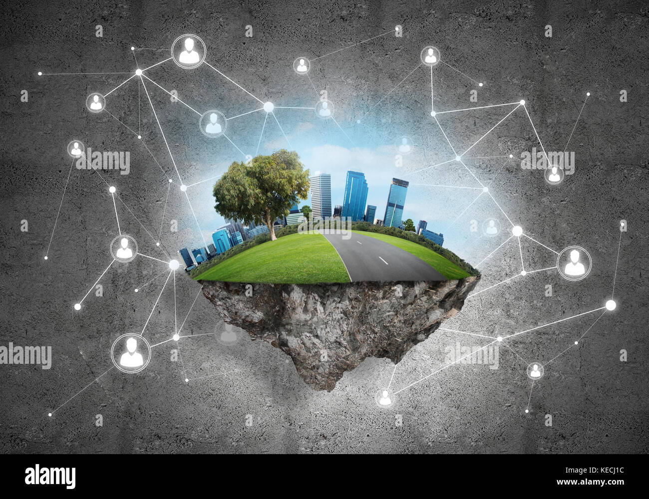 Concept of modern networking technologies and eco green construction ...