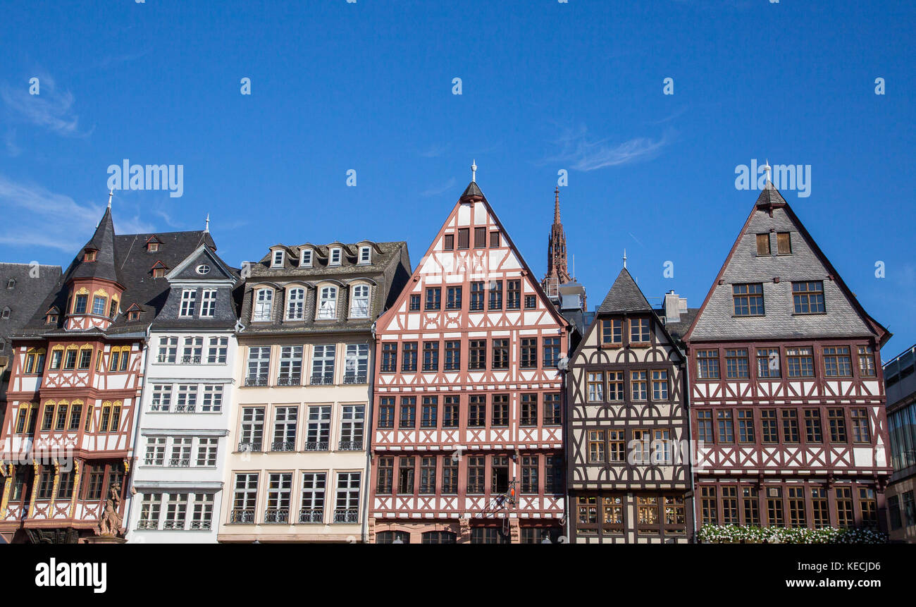 Historic house facades at the Roemerberg in Frankfurt am Main Hesse ...