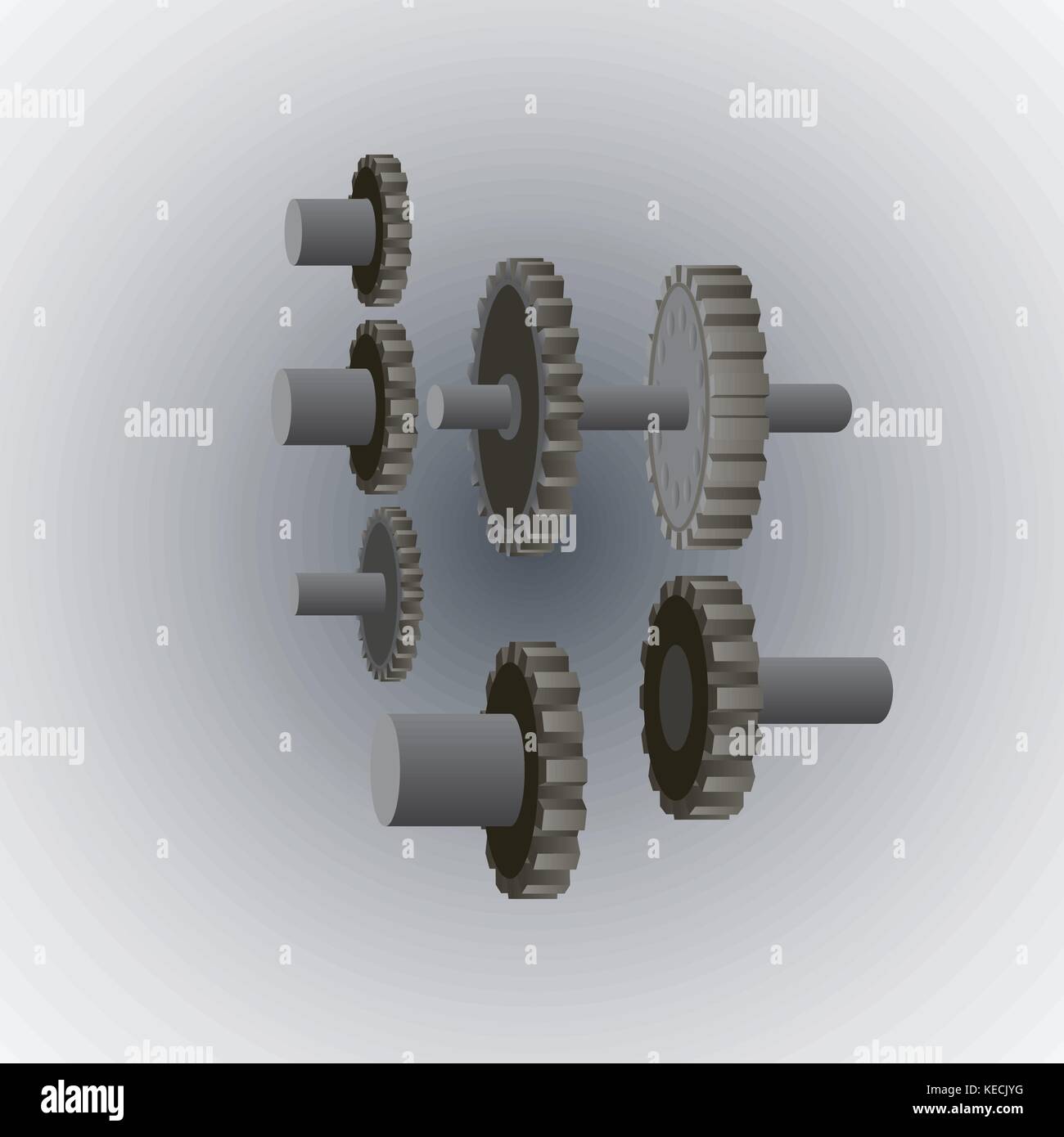 different set of gears on a light gray background Stock Vector Image ...