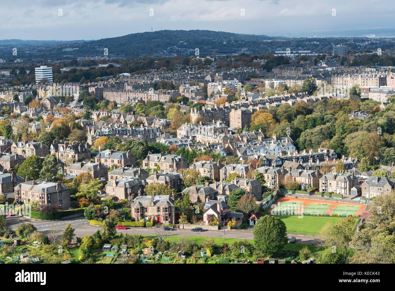View of large villas in upmarket Morningside district of Edinburgh in ...