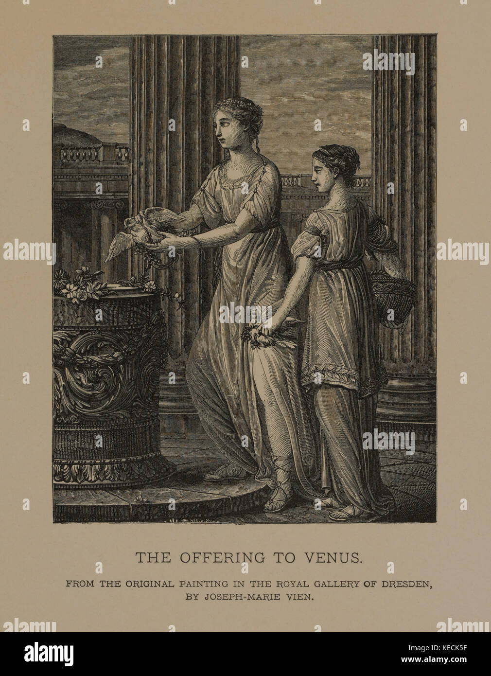 The Offering to Venus, Woodcut Engraving from the Original 1763 ...