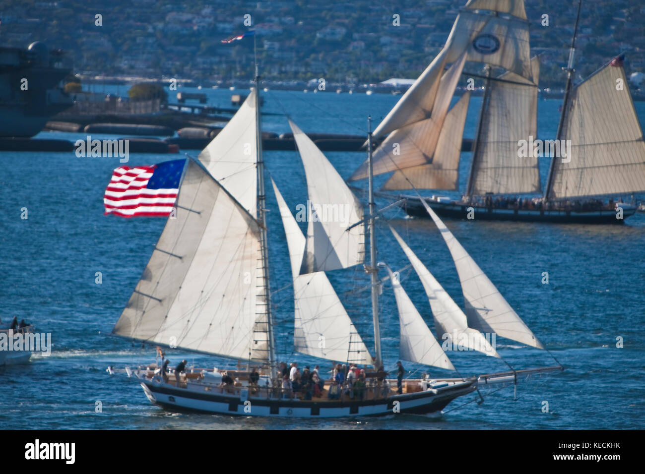 Tall Sailing Ships Amazing Grace and Californian under full sail on San ...