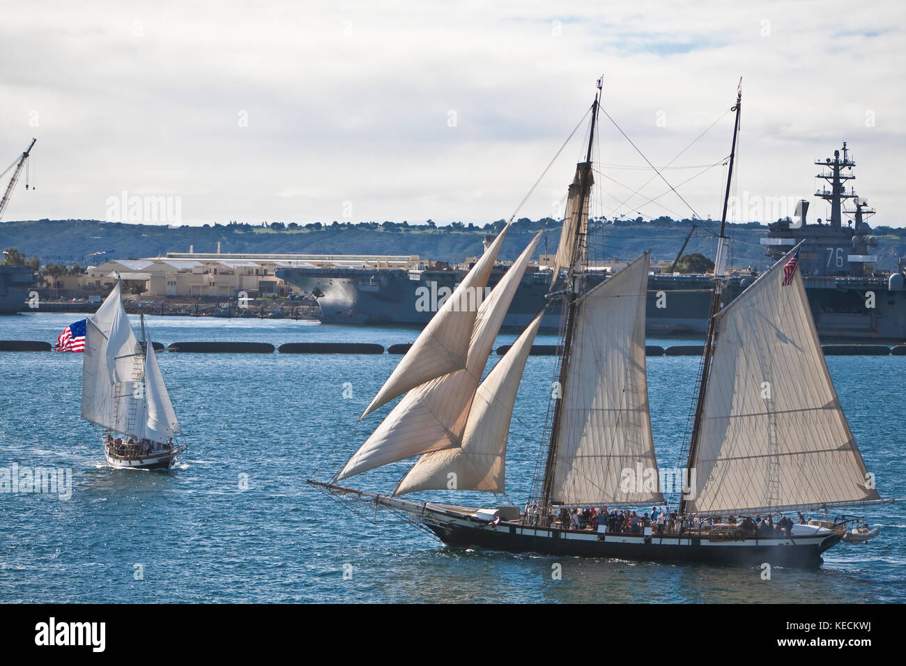 Tall Sailing Ships Amazing Grace and Californian under full sail on San ...