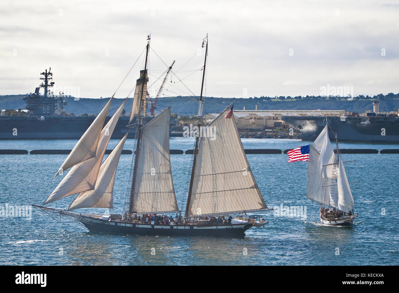 Tall Sailing Ships Californian and Amazing Grace under full sail on San ...
