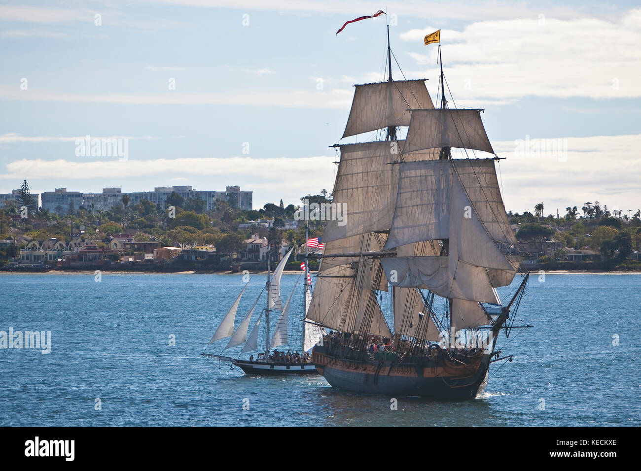 Tall Sailing Ships Amazing Grace and HMS Surprise under full sail on ...