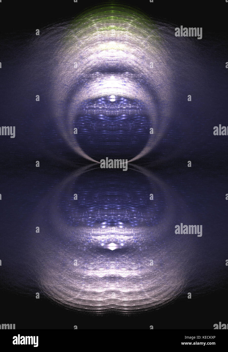 A strange, alien shape being reflected on a smooth, glassy surface ...