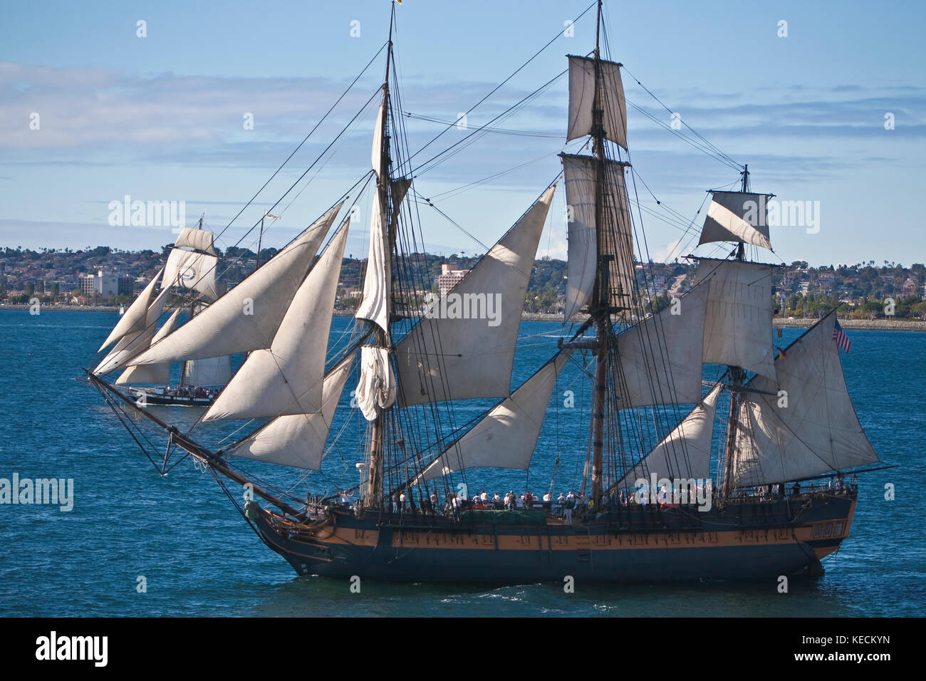 Tall Sailing Ships HMS Surprise and Californian under full sail on San ...