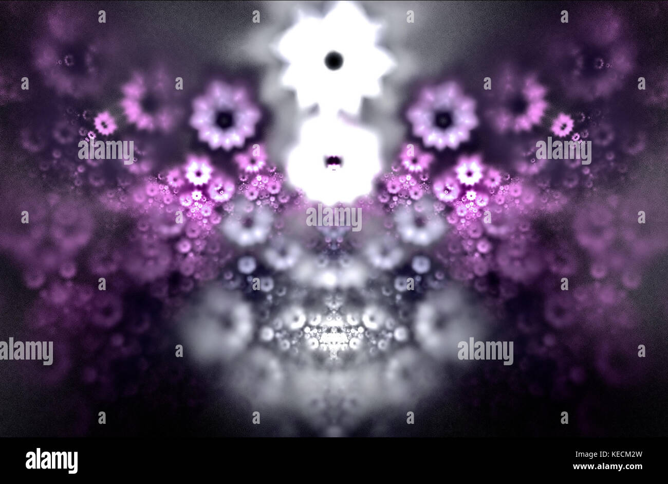 An ornamental garden filled with ghostly flowers Stock Photo - Alamy