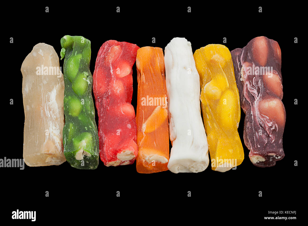 Turkish delight stick sweet food isolated on black background Stock ...