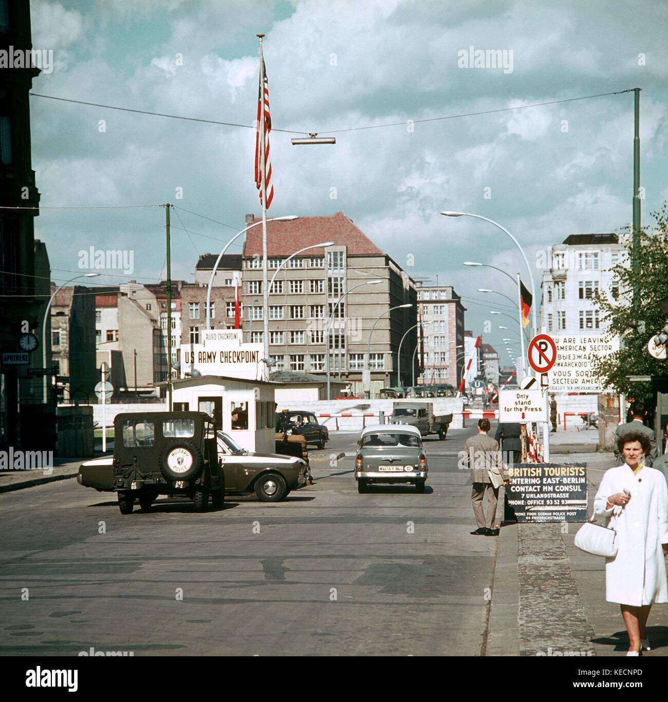View on border crossing station Friedrich Street in Berlin, Germany ...
