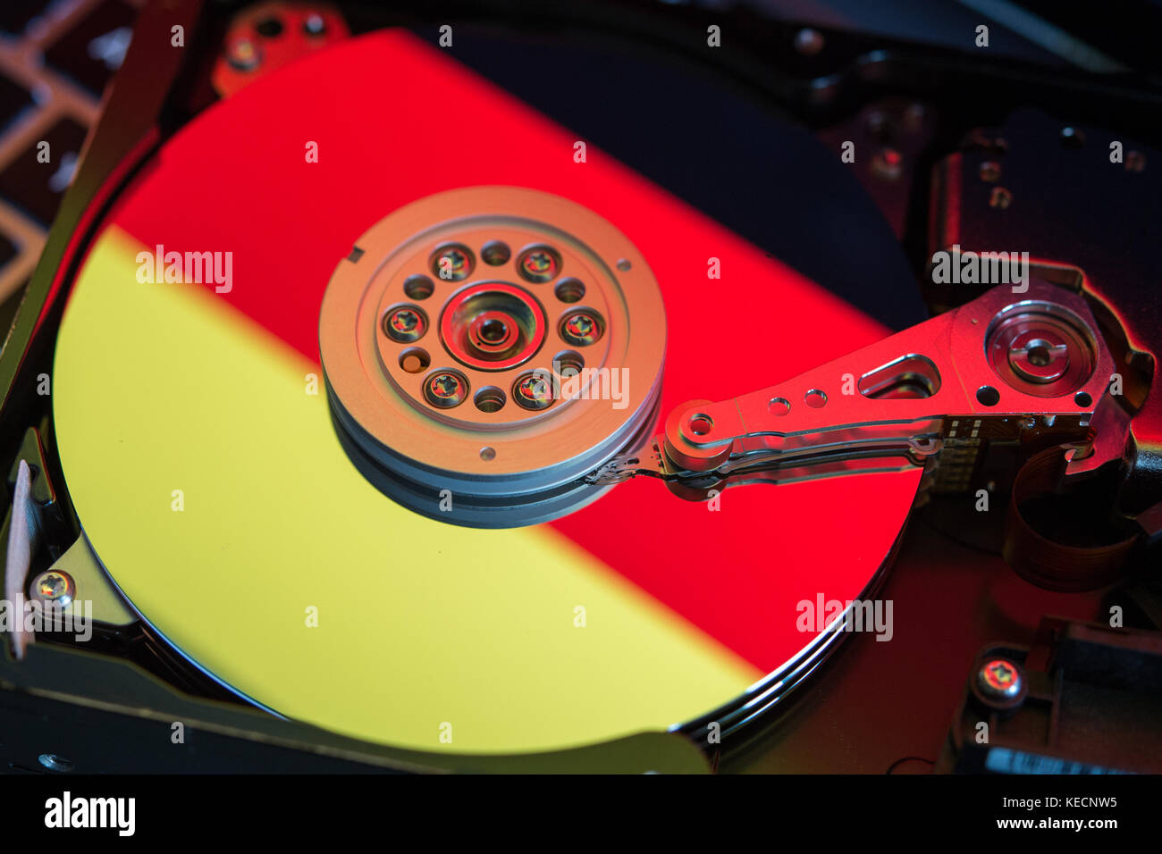 Illustration - Reflection of computer code in green writing on disc of ...