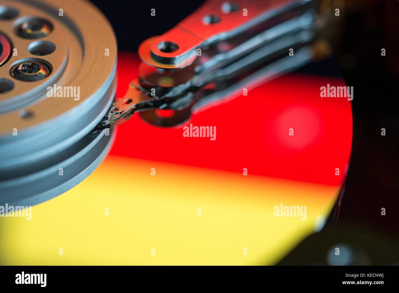 Illustration - Reflection of computer code in green writing on disc of ...