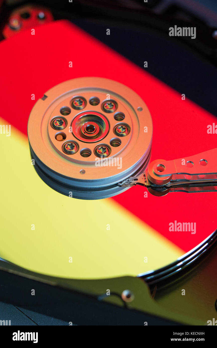 Illustration - Reflection of computer code in green writing on disc of ...