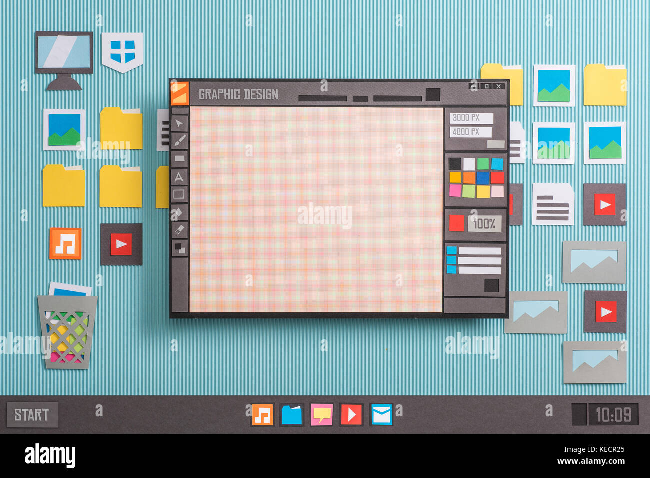 Graphic design and vector illustration software interface, blank page ...