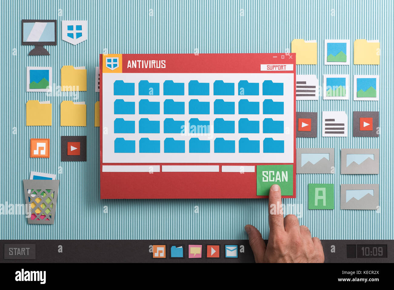 Antivirus protection software scanning files and removing malware: the ...