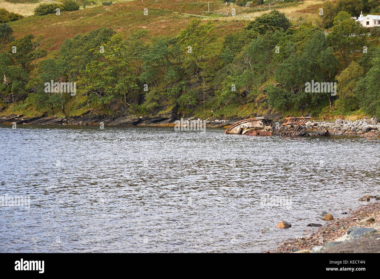 Continuing disintegration of fishing boat Dayspring on the shoreline of ...