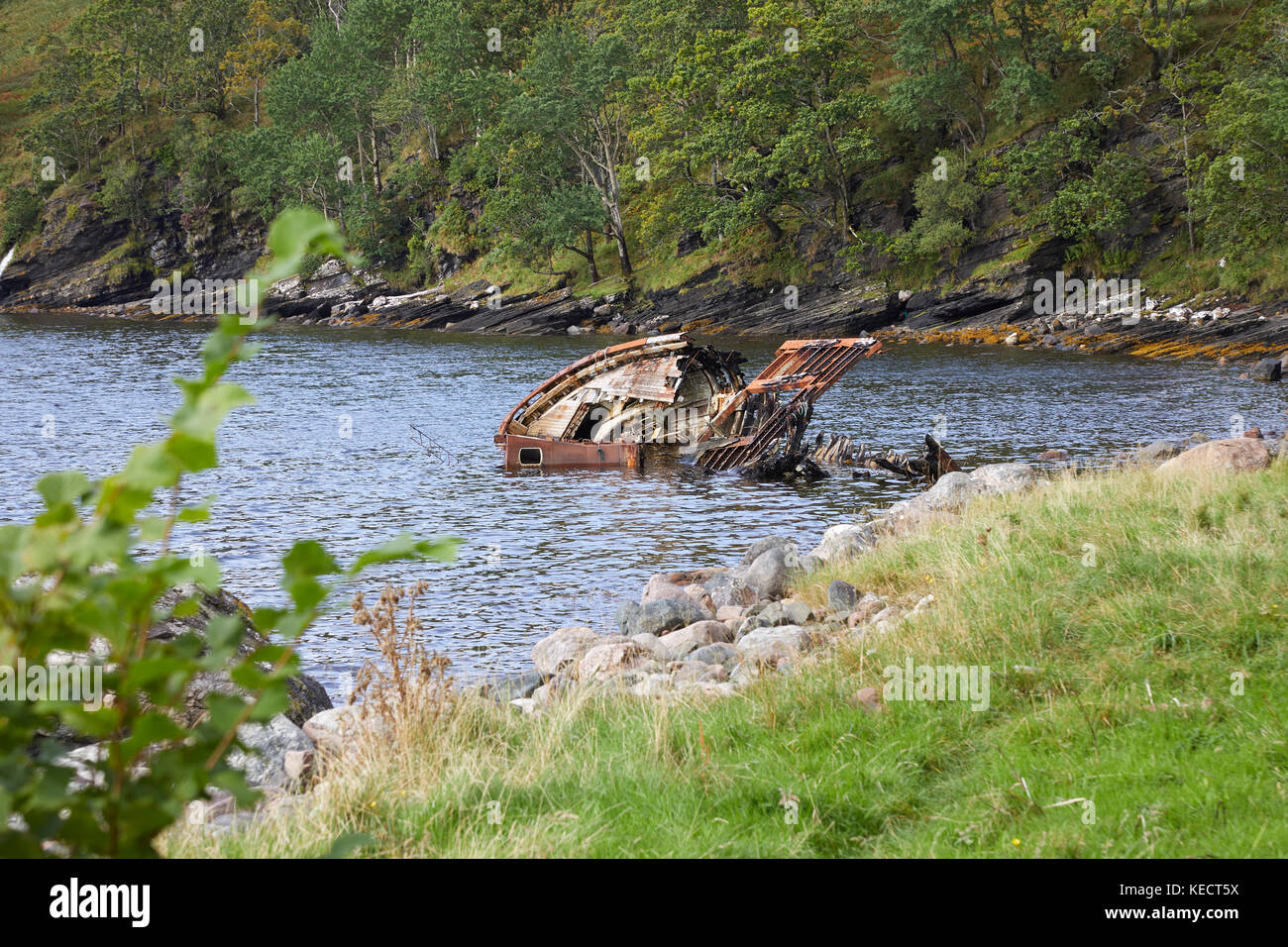 Continuing disintegration of fishing boat Dayspring on the shoreline of ...
