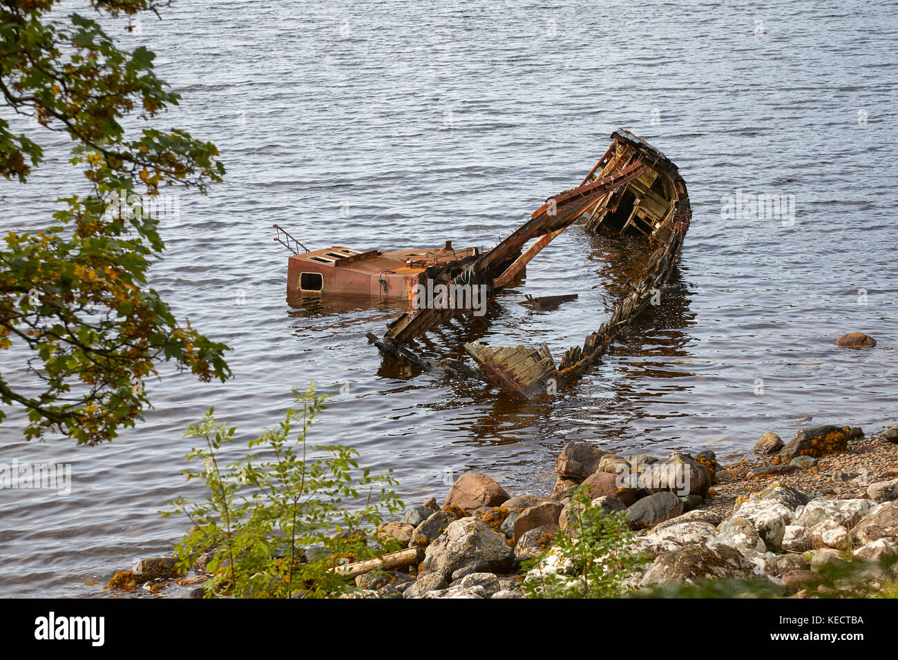Continuing disintegration of fishing boat Dayspring on the shoreline of ...