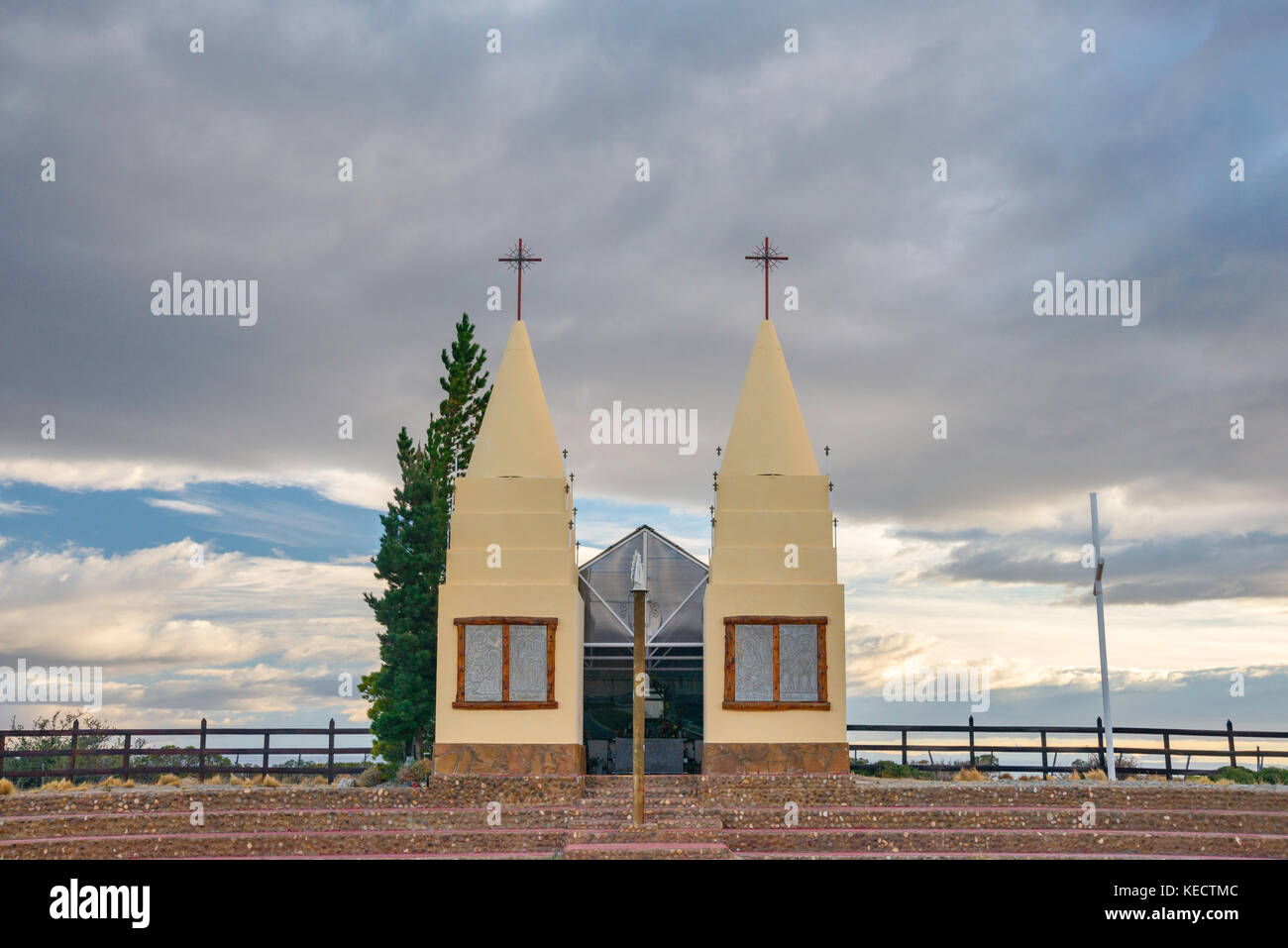 Heavy clouds over roadside church near Lago Buenos Aires aka Lago ...