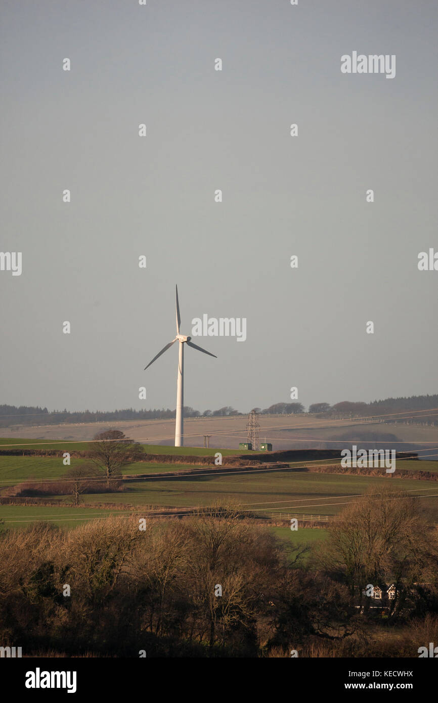 large single wind turbine in fields Stock Photo - Alamy