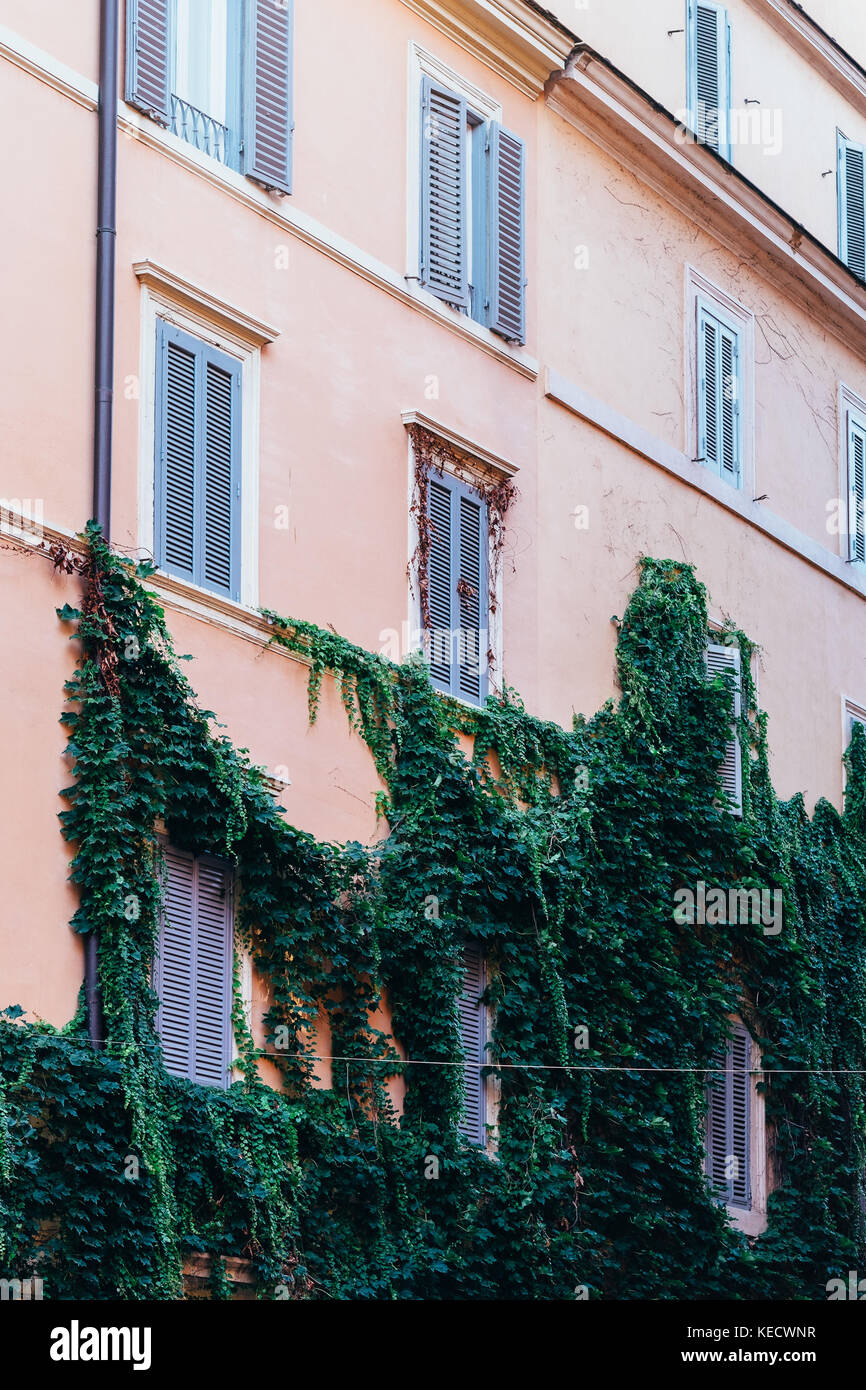 An elegant, ivy-draped building in Rome, Italy Stock Photo - Alamy
