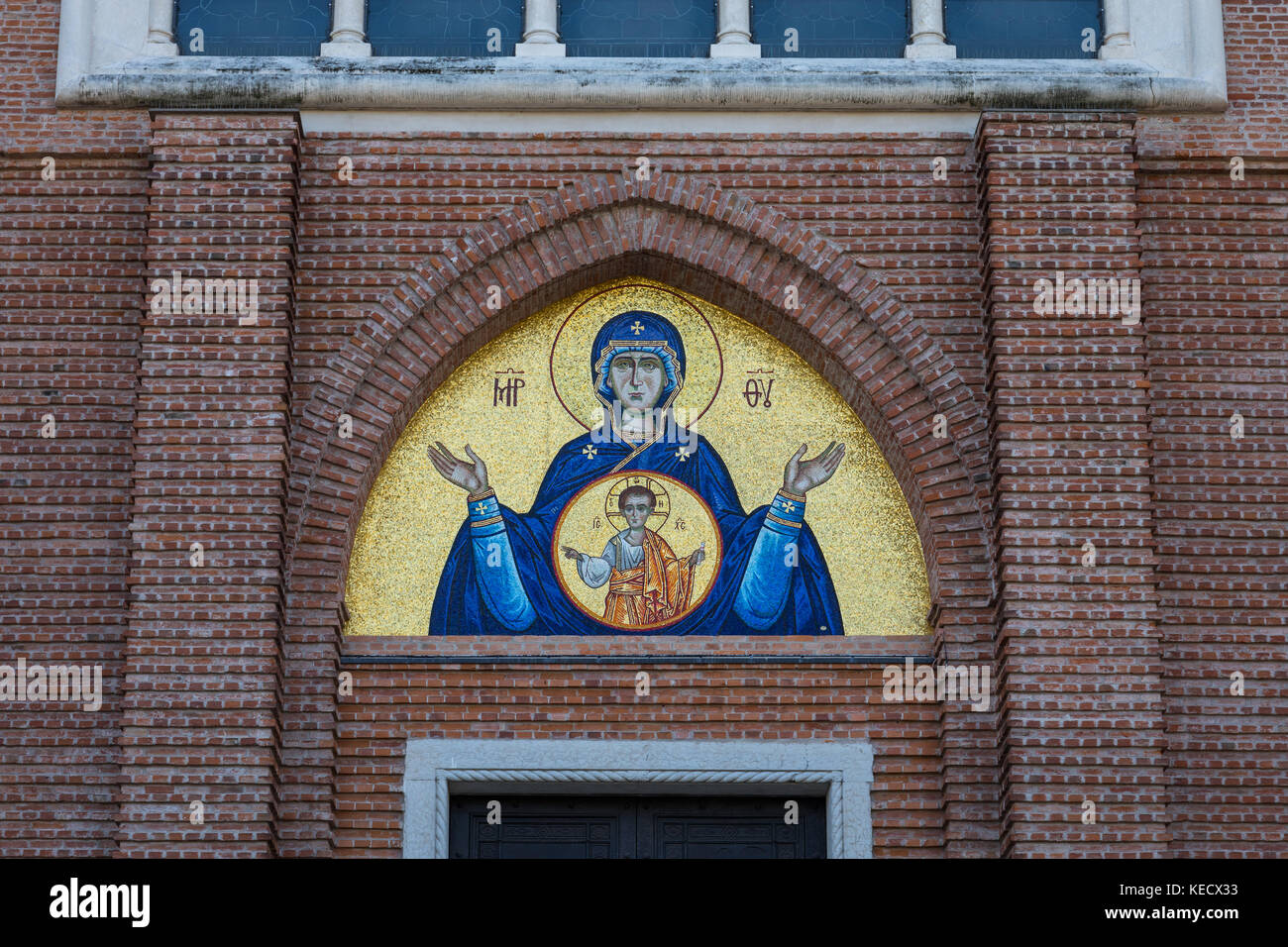 Mosaic on the facade of Duomo di Montebelluna, Veneto, Italy Stock ...